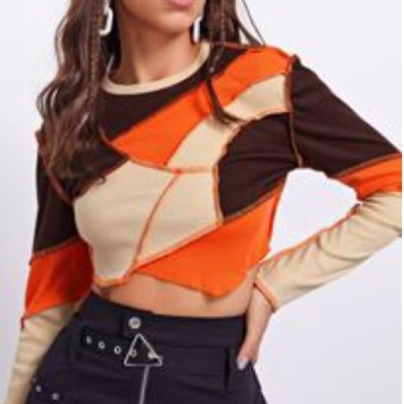 SHEIN | Tops | Stitch Colorblock Crop Top | Poshmark